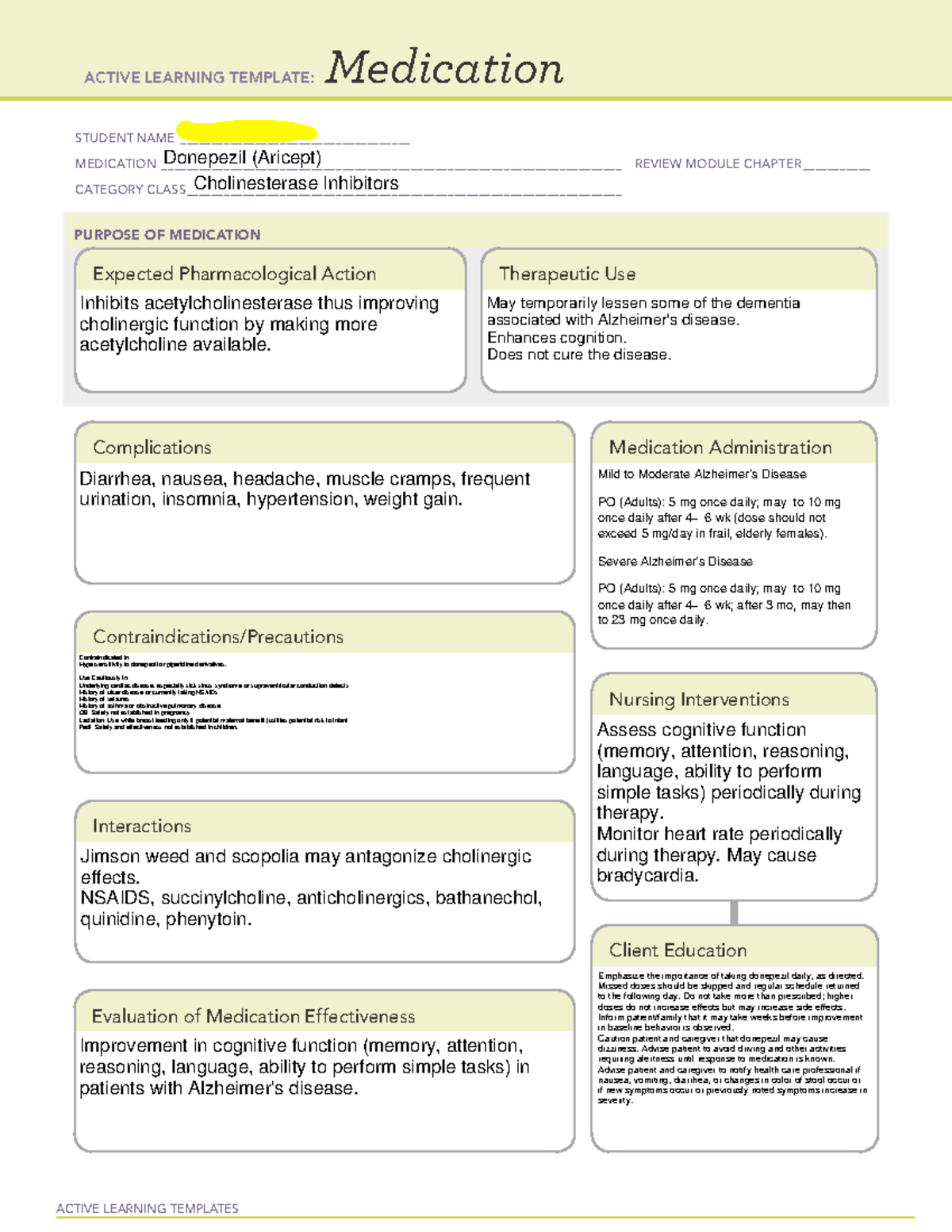 Cholinesterase Inhibitors (Pharmacological Review) - Active Learning ...