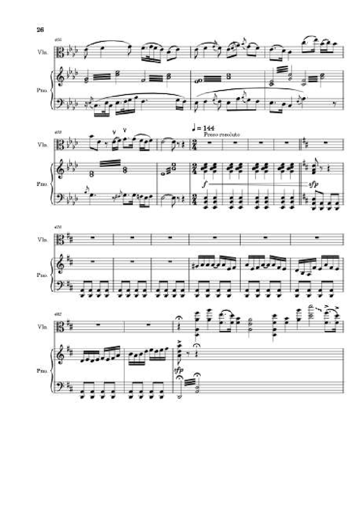 Viola sheet music extension - 26 Vla. 8 Pno. as y V 144 Preso resoluto ...