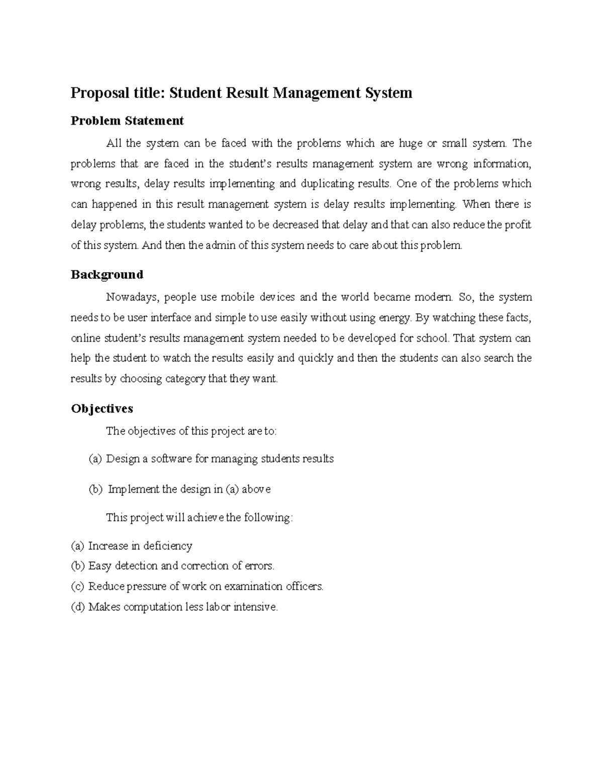 Student Result Management System Proposal: Enhancing Efficiency and ...