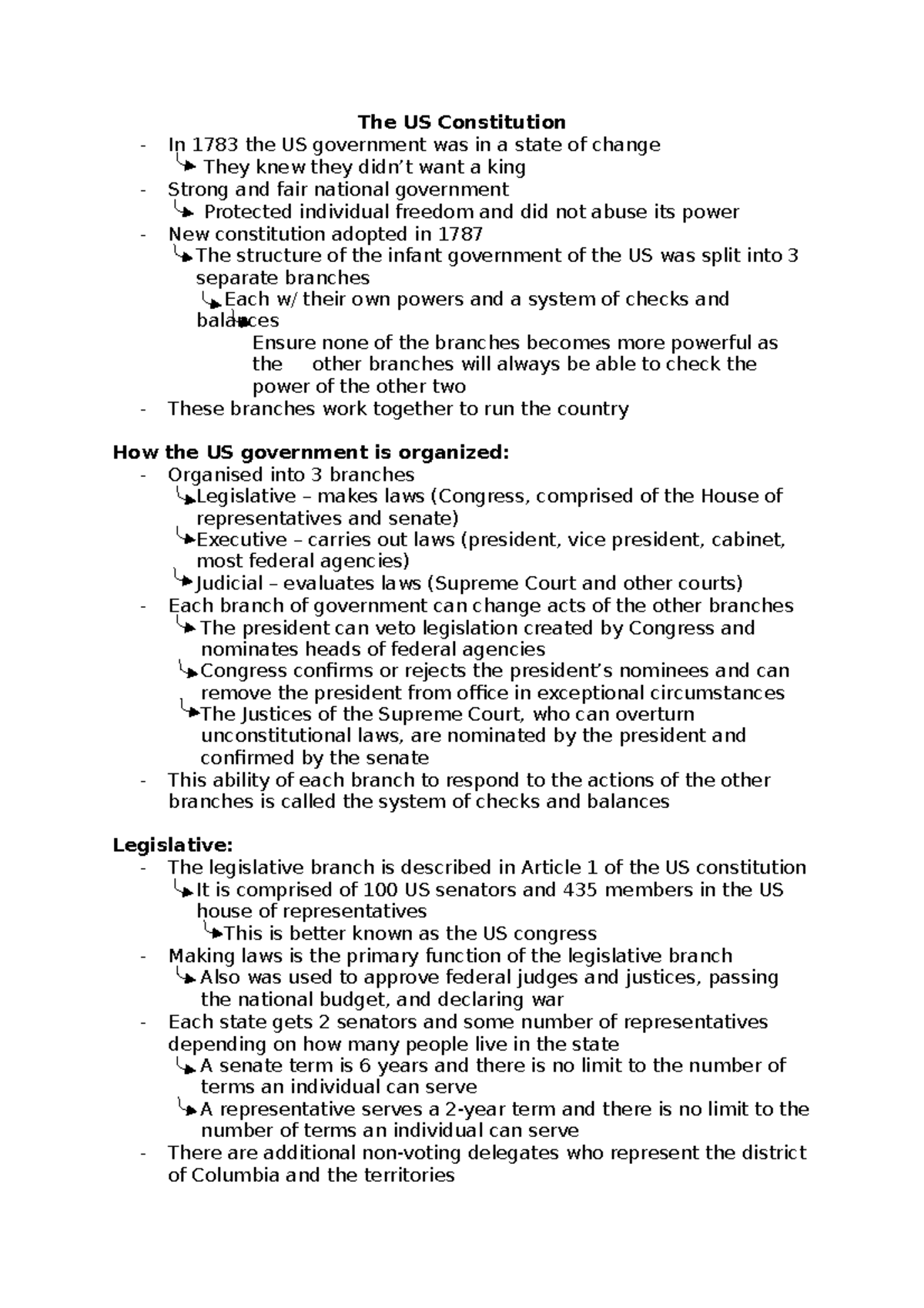 Understanding the Structure of the US Constitution: Key Insights - Studocu