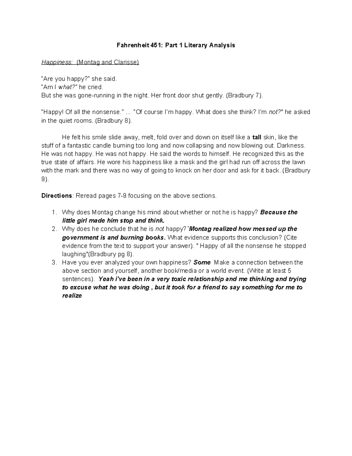 - Fahrenheit 451 Part 1 Literary Analysis - Fahrenheit 451: Part 1 ...