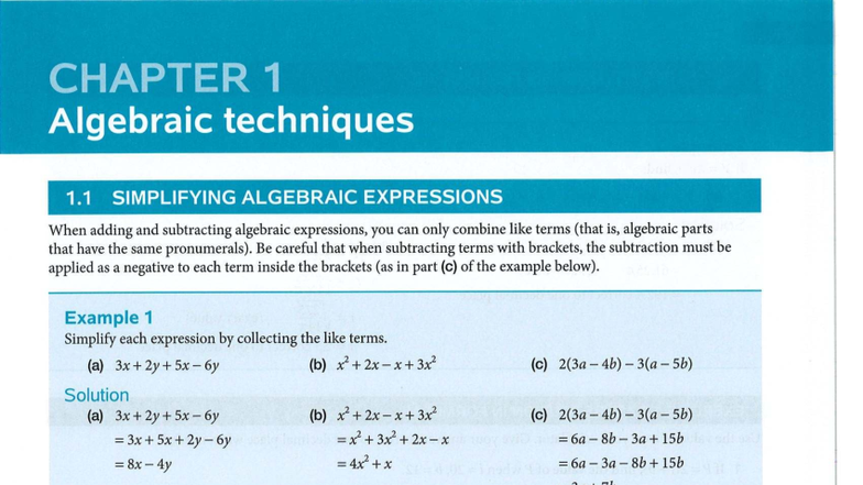 CHAPTER 1: Algebraic Techniques for Year 11 Mathematics - Studocu