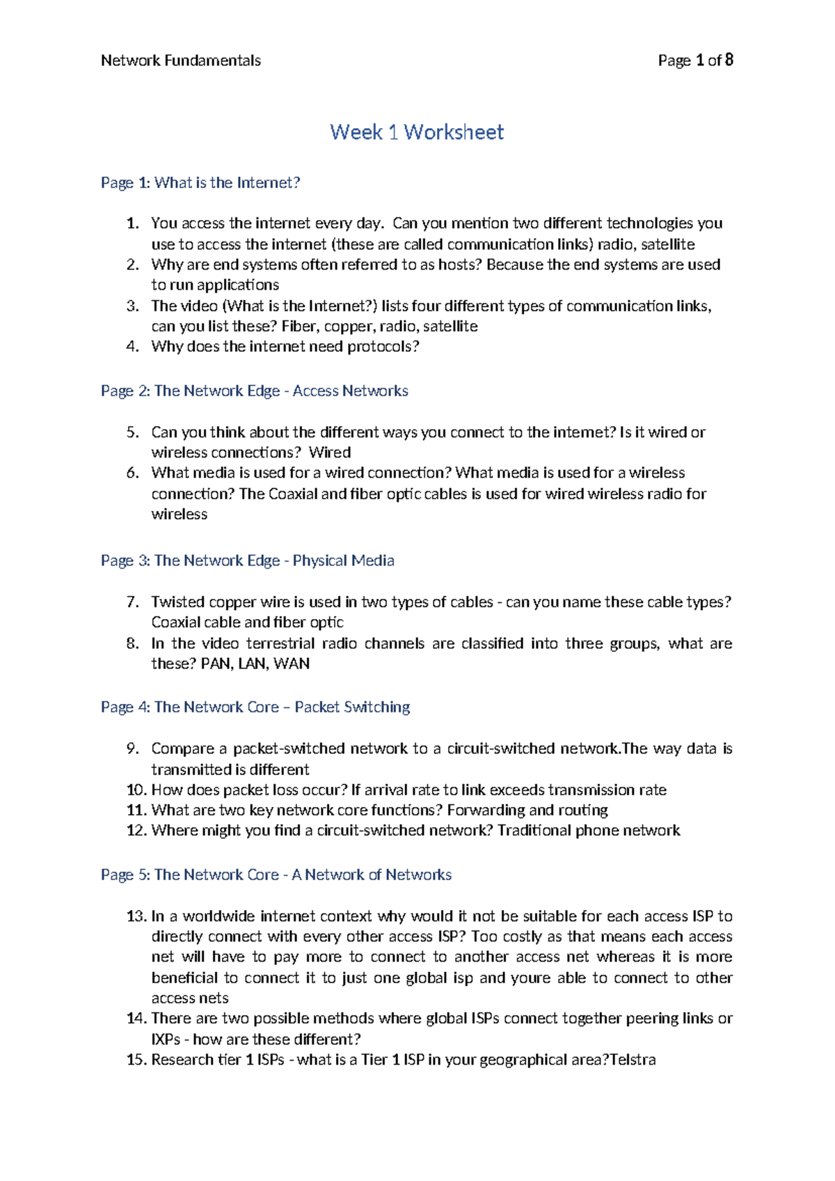 Week 1 Worksheet - Internet Concepts & Problem-Solving Questions - Studocu
