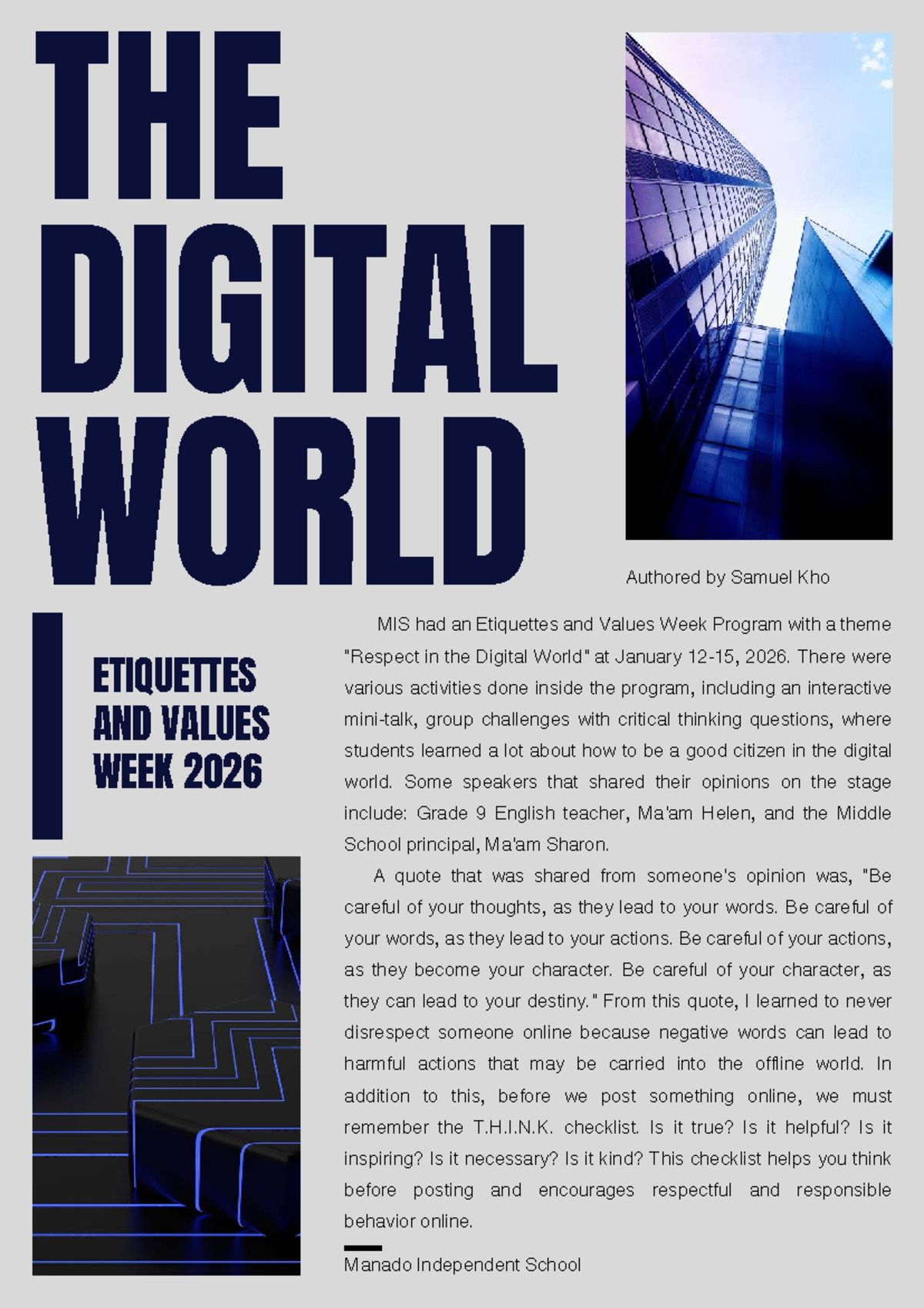 MIS Etiquettes and Values Week 2026: Navigating the Digital World - Studocu