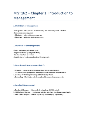 fundamental of management - mgt162 - UiTM - Studocu