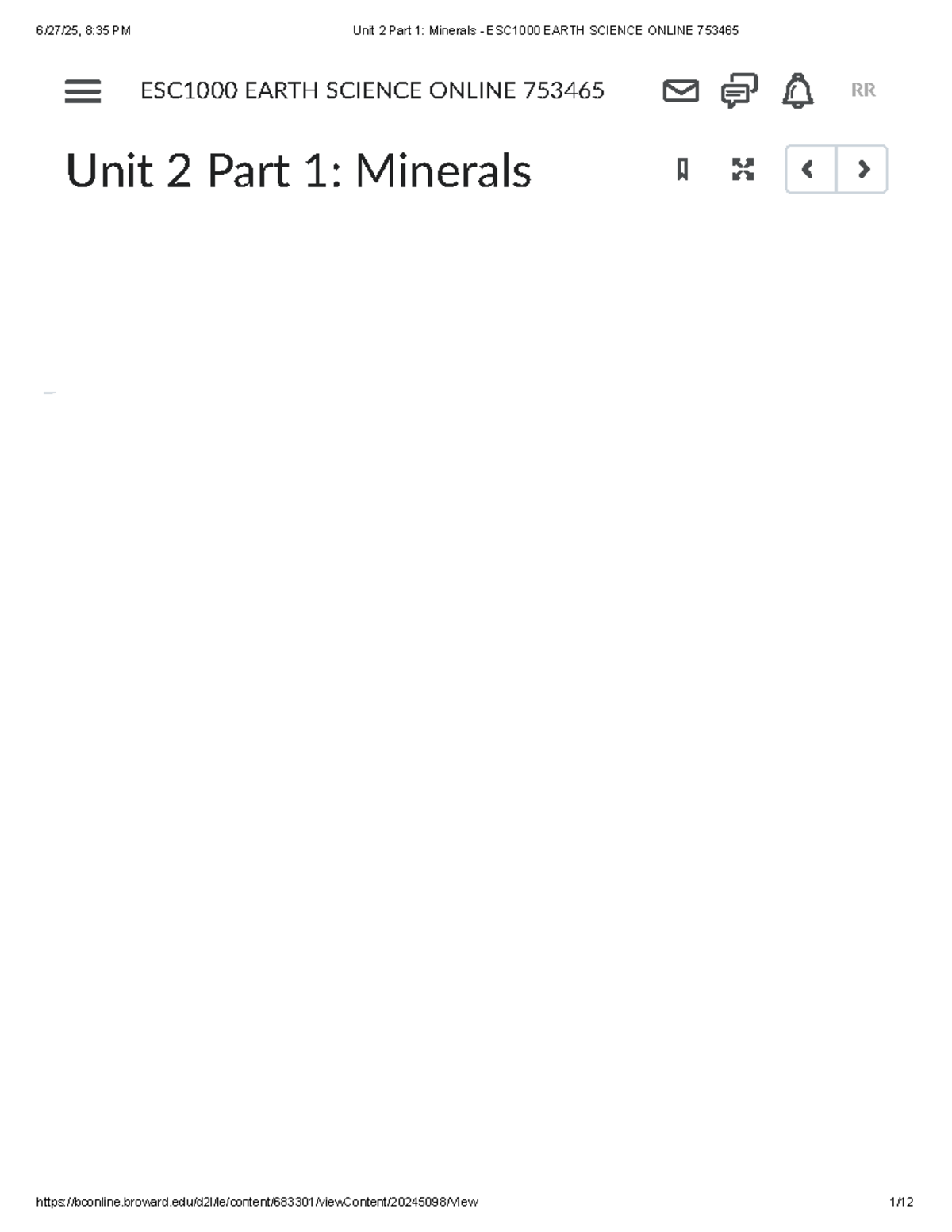 Unit 2 Part 1: Minerals Overview - ESC1000 Earth Science Online - Studocu