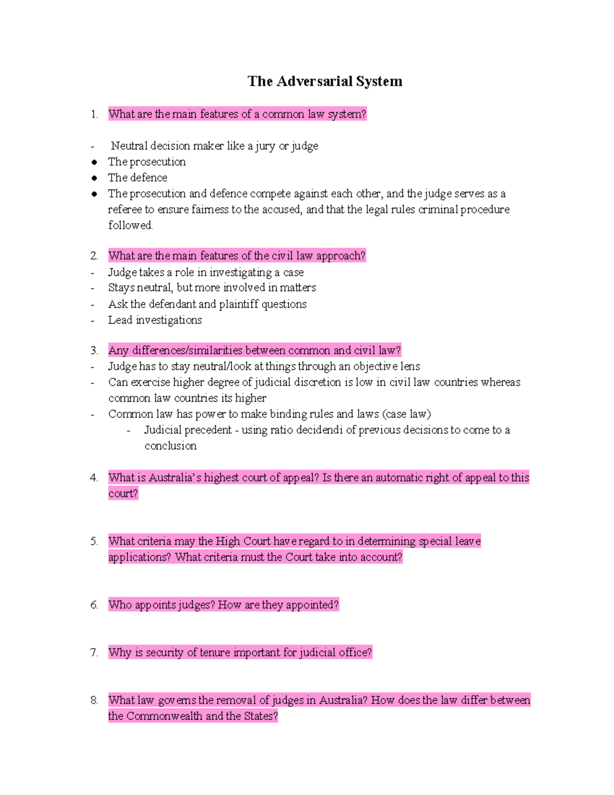 The Adversarial System: Key Features of Common and Civil Law Systems ...
