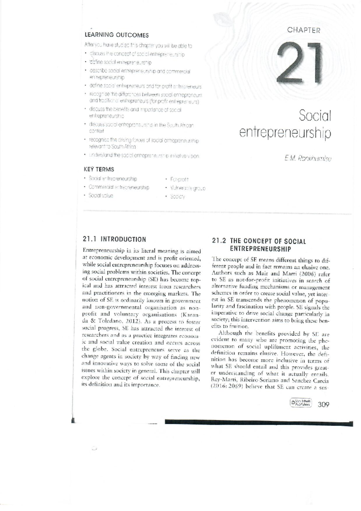 Social Entrepreneurship Study Notes (SE 101) - Studocu