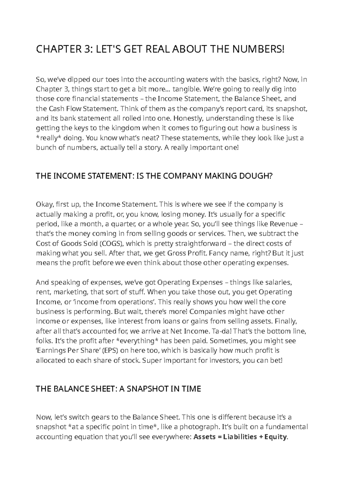 ACCT 101: Chapter 3 - Understanding Financial Statements - Studocu