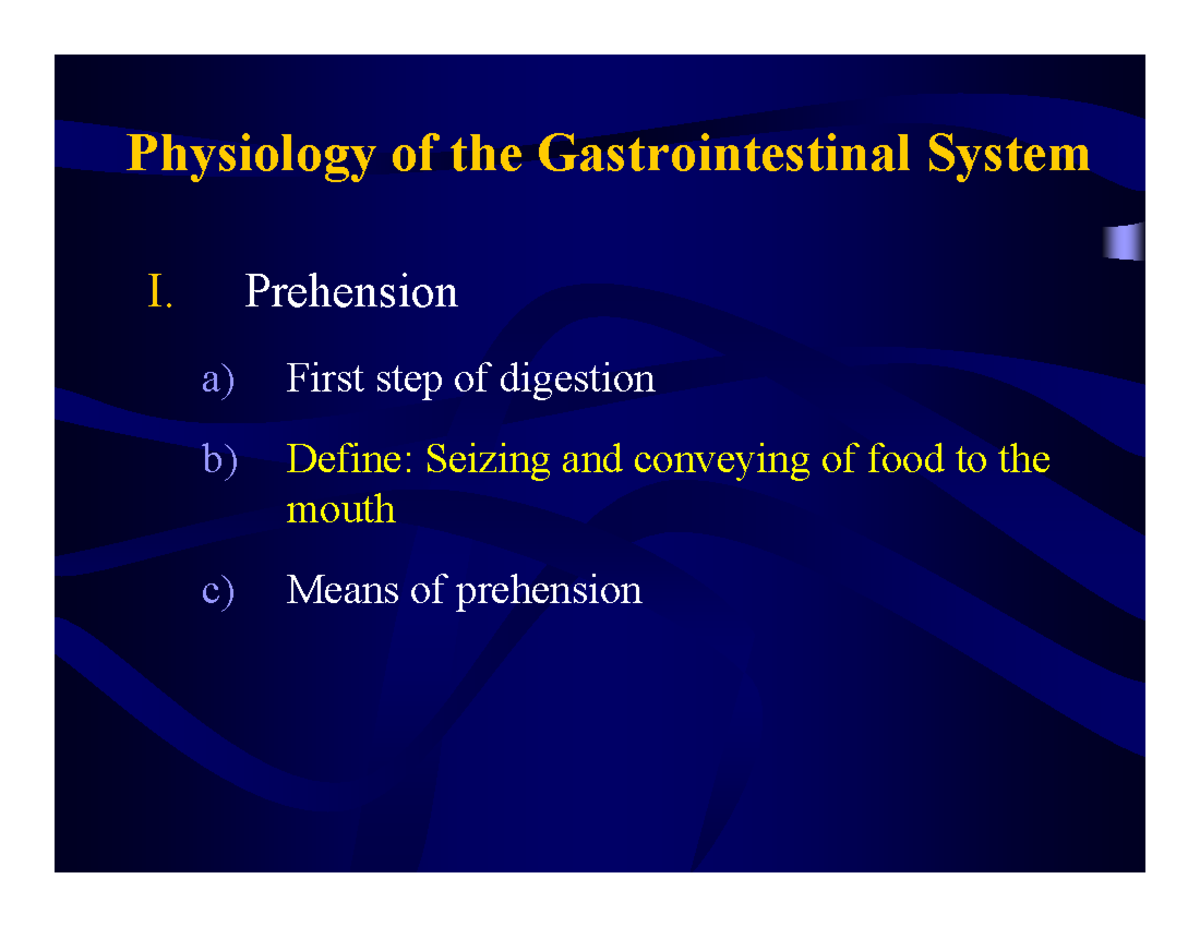 Physiology of the Gastrointestinal System I: Key Concepts on Digestion ...