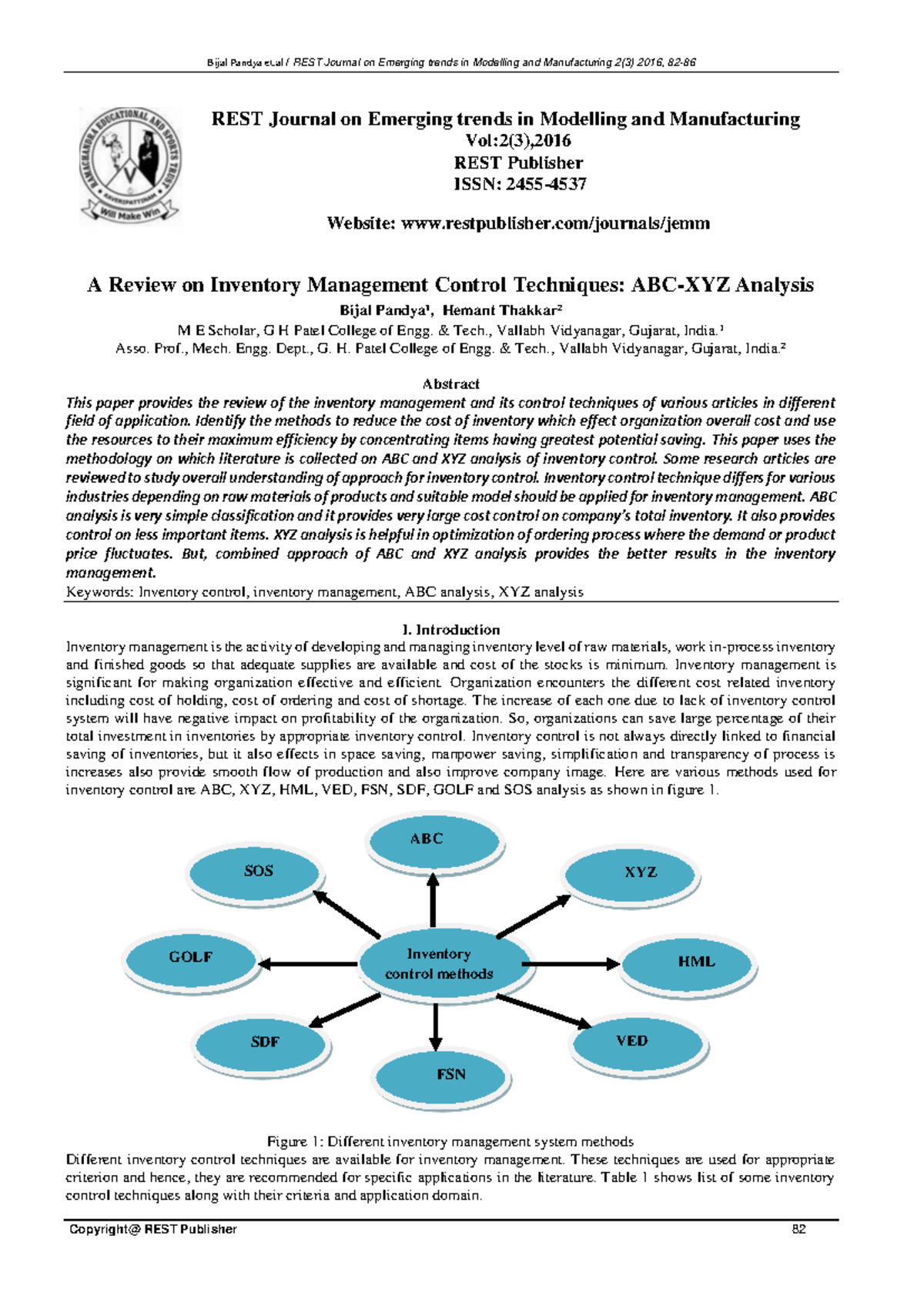 A Review on Inventory Management Control Techniques: ABC & XYZ Analysis ...