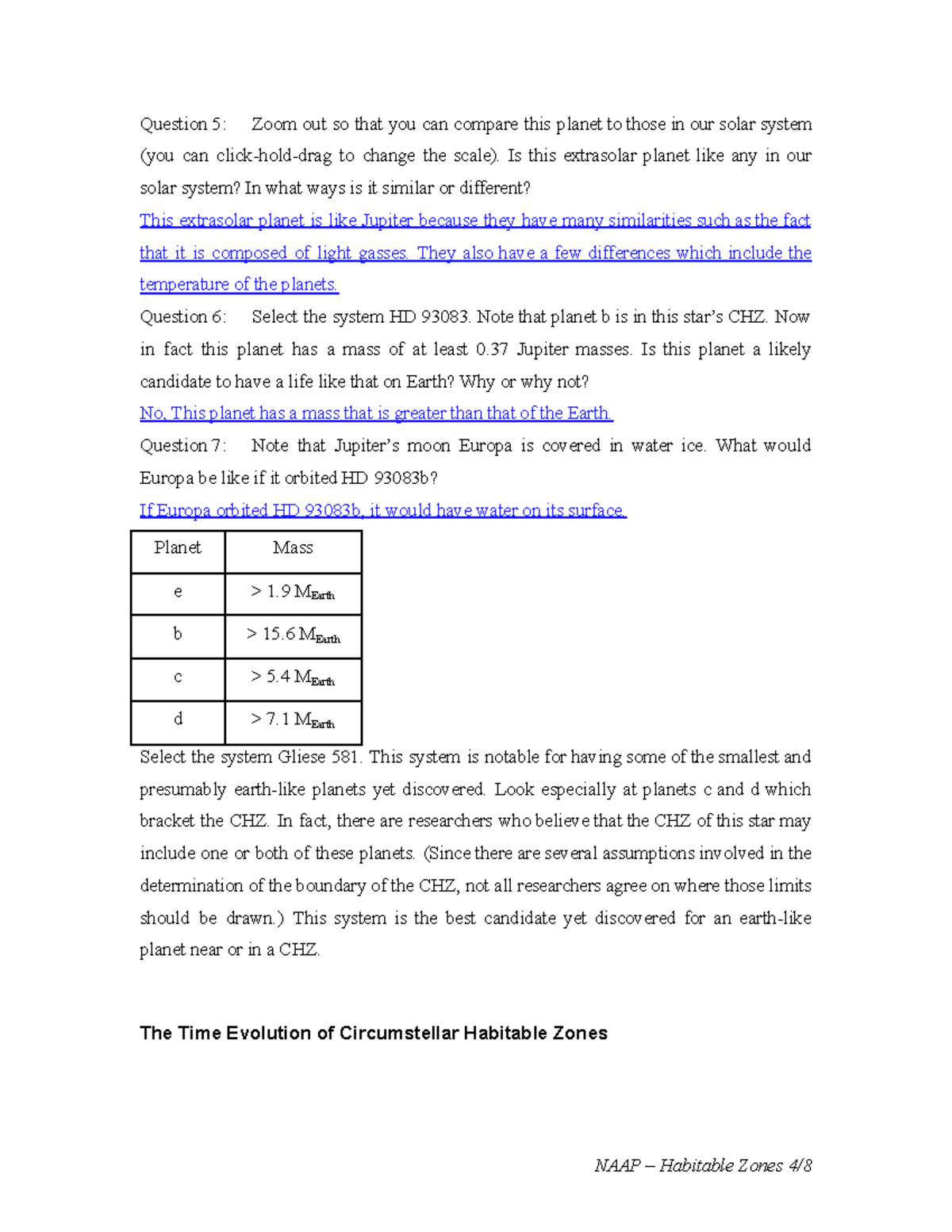 Habitable Zones 4 - Lab 12: Exploring Extrasolar Planets and CHZs - Studocu