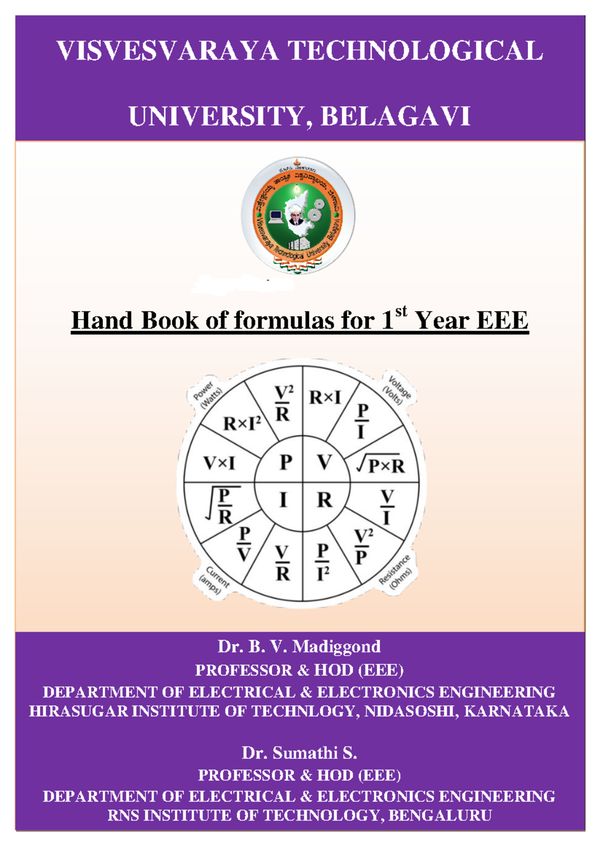 EEE 1st Year Formula Handbook: Key Concepts & Formulas - Studocu