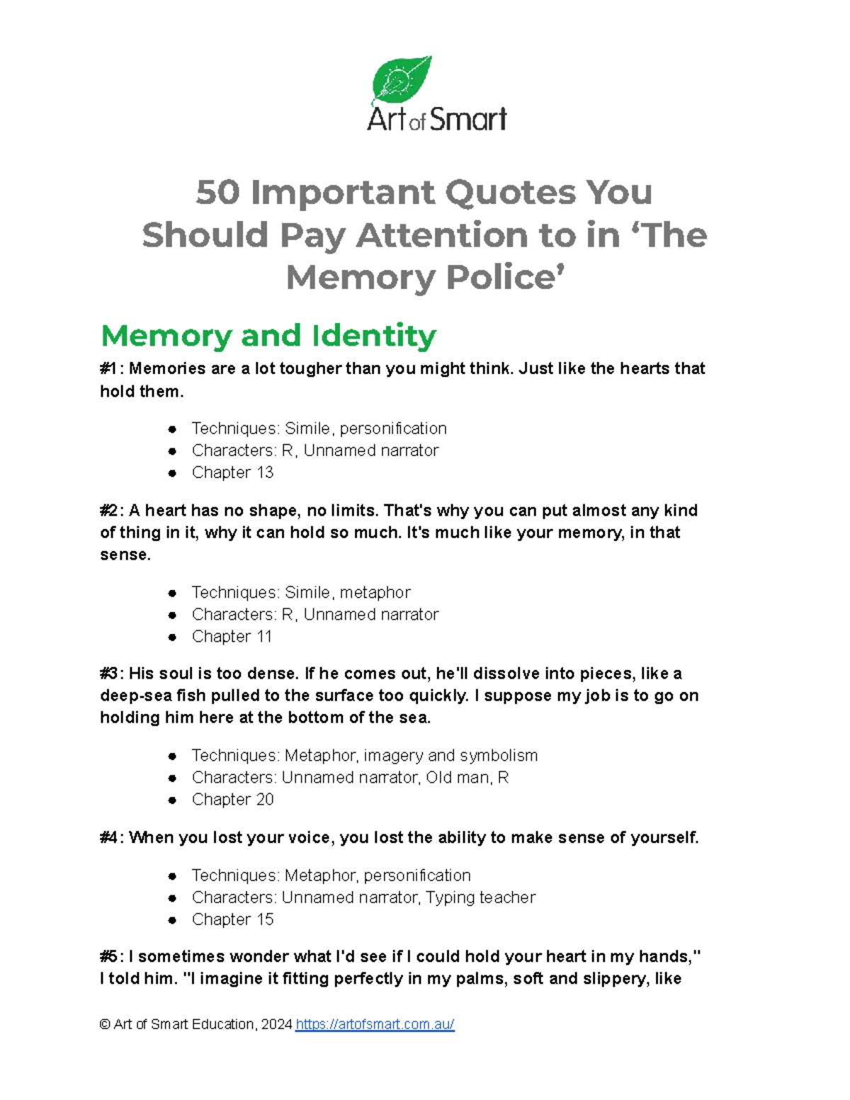 Chapter Analysis: Summary of "The Memory Police" Insights - Studocu