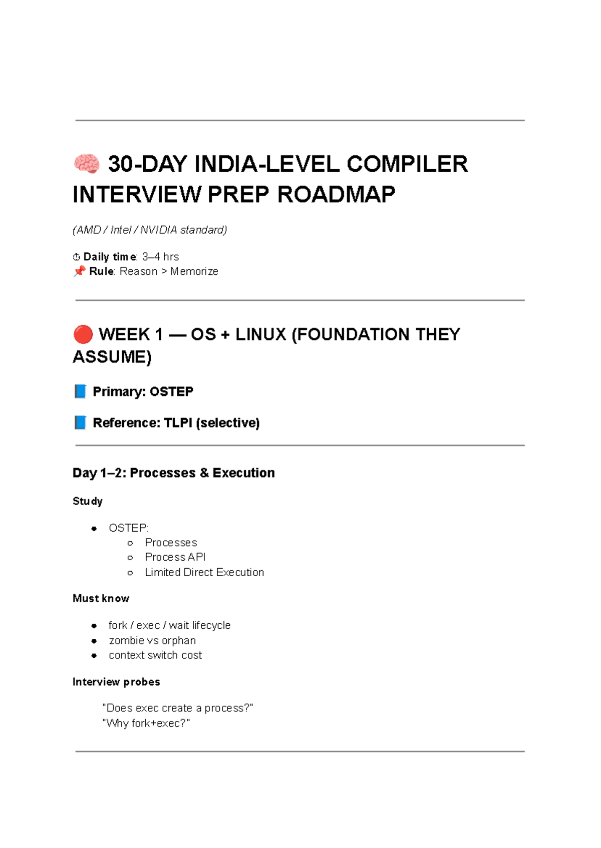 COMPILER INTERVIEW PREP ROADMAP (AMD Intel NVIDIA) - 30 Days to Success ...