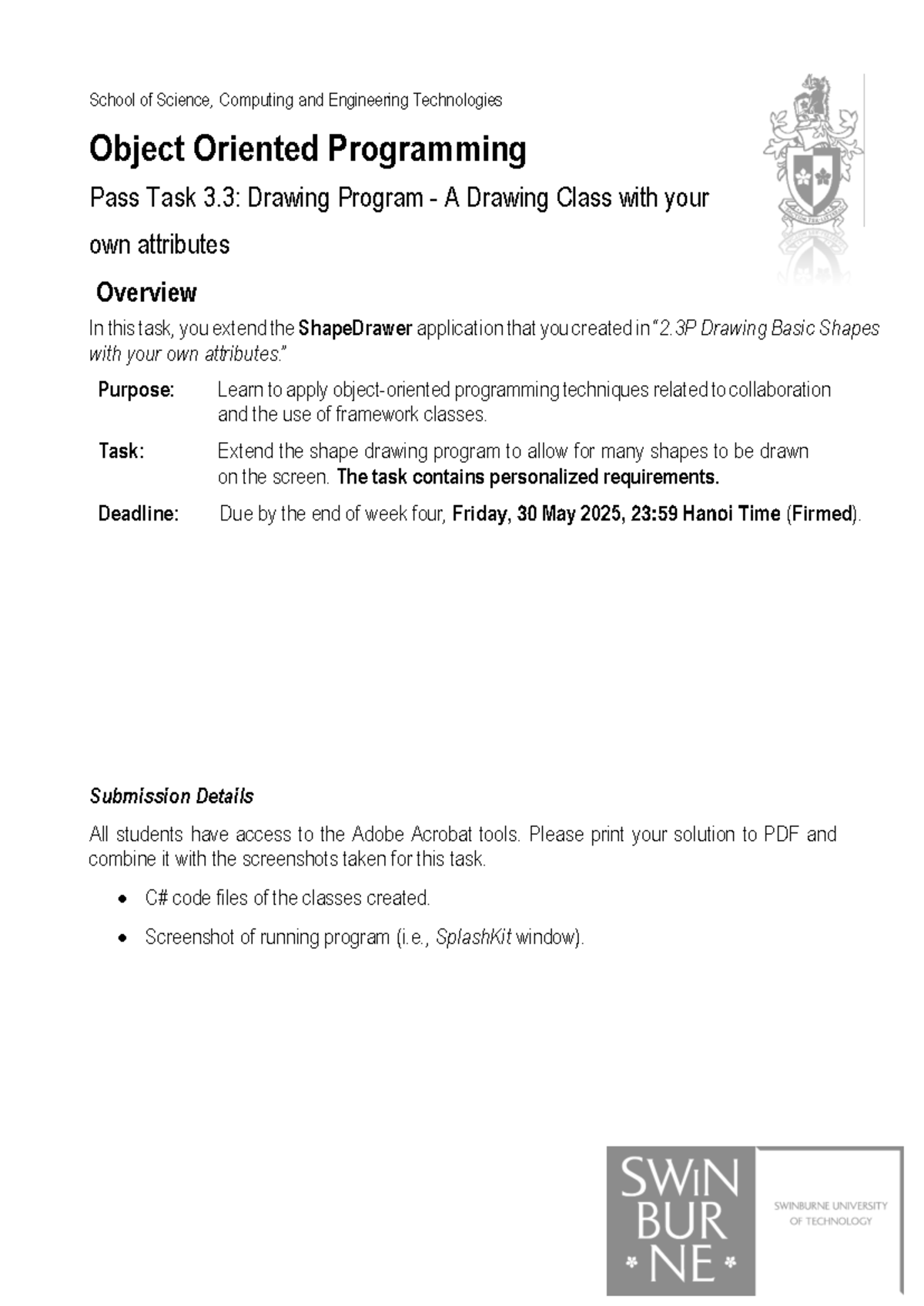 OOP 3.3P: Drawing Program Class Development and Implementation - Studocu