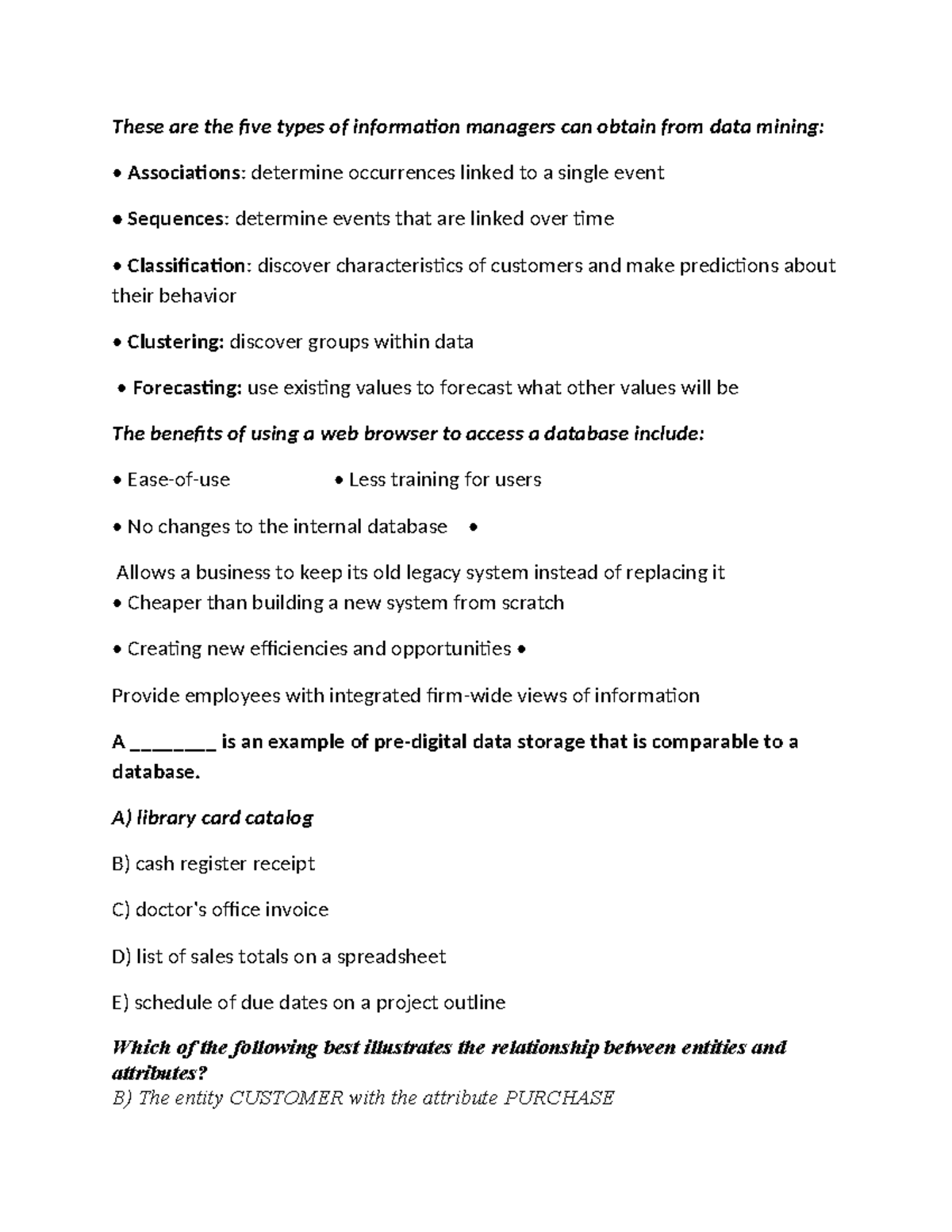 MIS CH6 - Chapter Outline on Data Mining and DBMS Concepts - Studocu