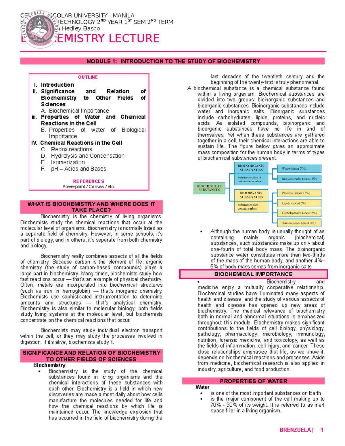 M1 Lec - M1 Lec - CENTRO ESCOLAR UNIVERSITY - MANILA BS MEDICAL ...