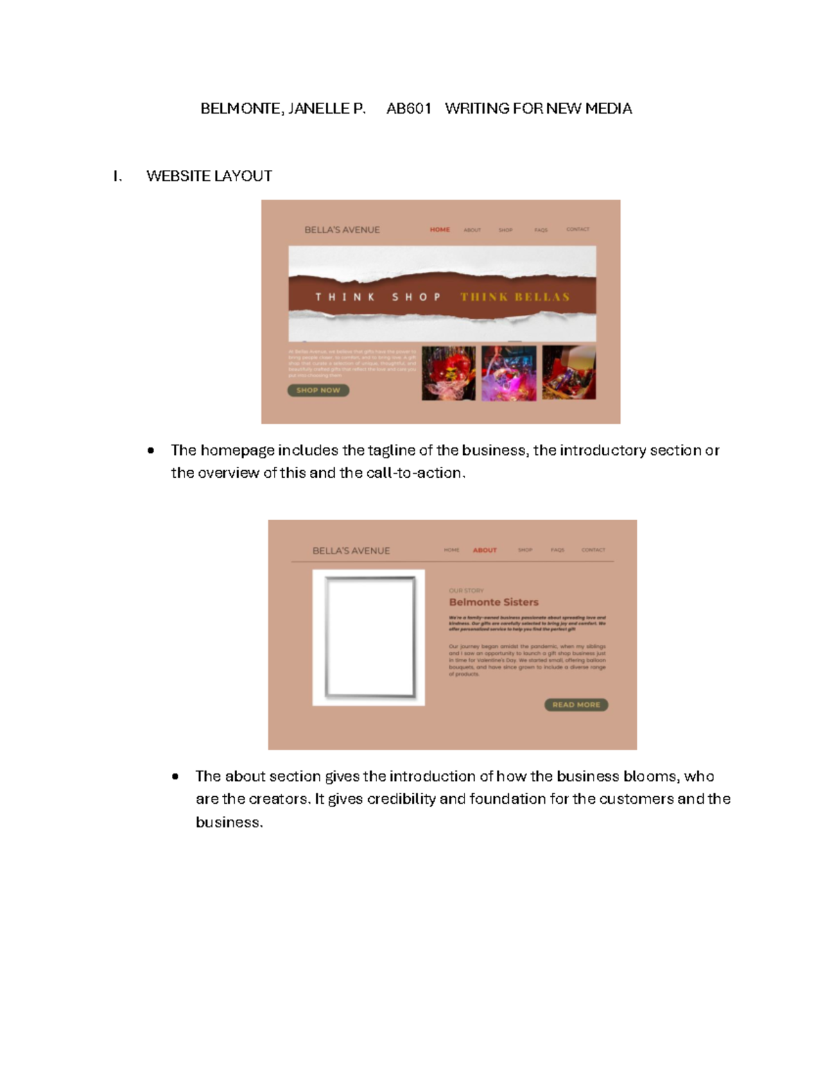 Website - assignment - BELMONTE, JANELLE P. AB601 WRITING FOR NEW MEDIA ...