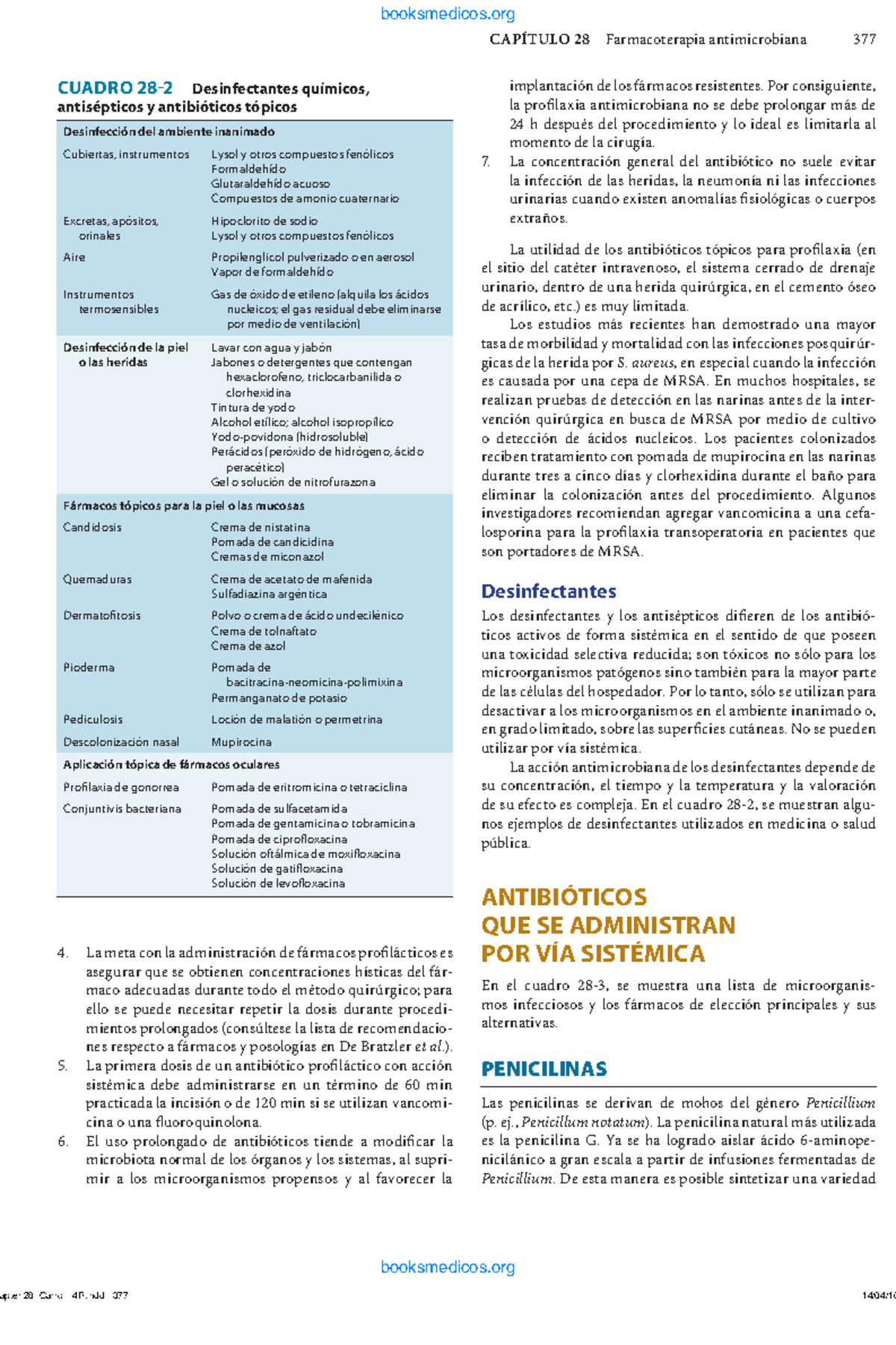 CAPÍTULO 28 Farmacoterapia Antimicrobiana: Desinfectantes y ...