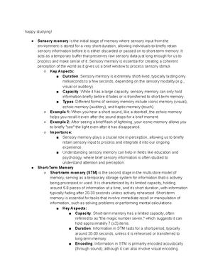 Study Guide Module 2.6 [Retrieving Memories] AP Psych Unit 2 - happy ...