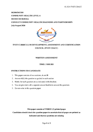 Level 6 Written Assessment: Communication Skills July/August 2024 ...