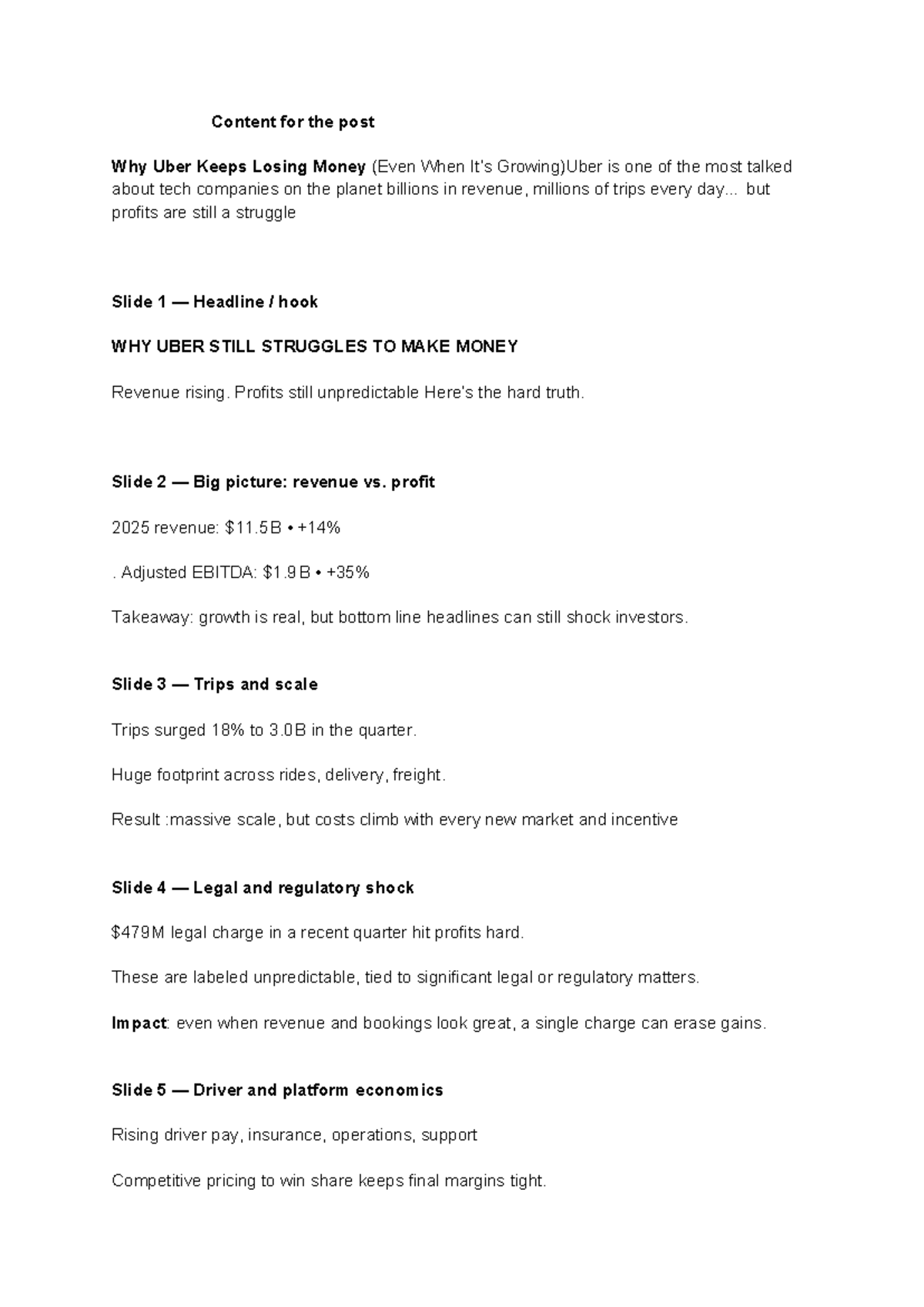 Uber's Financial Struggles: Insights & Analysis Notes - Studocu