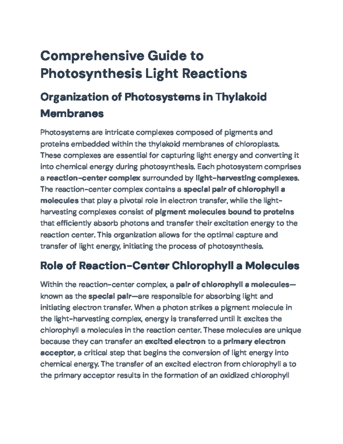 Comprehensive Guide to Photosynthesis (BIO 101): Light Reactions ...