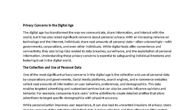 Privacy Concerns in the Digital Age: Understanding Risks and ...