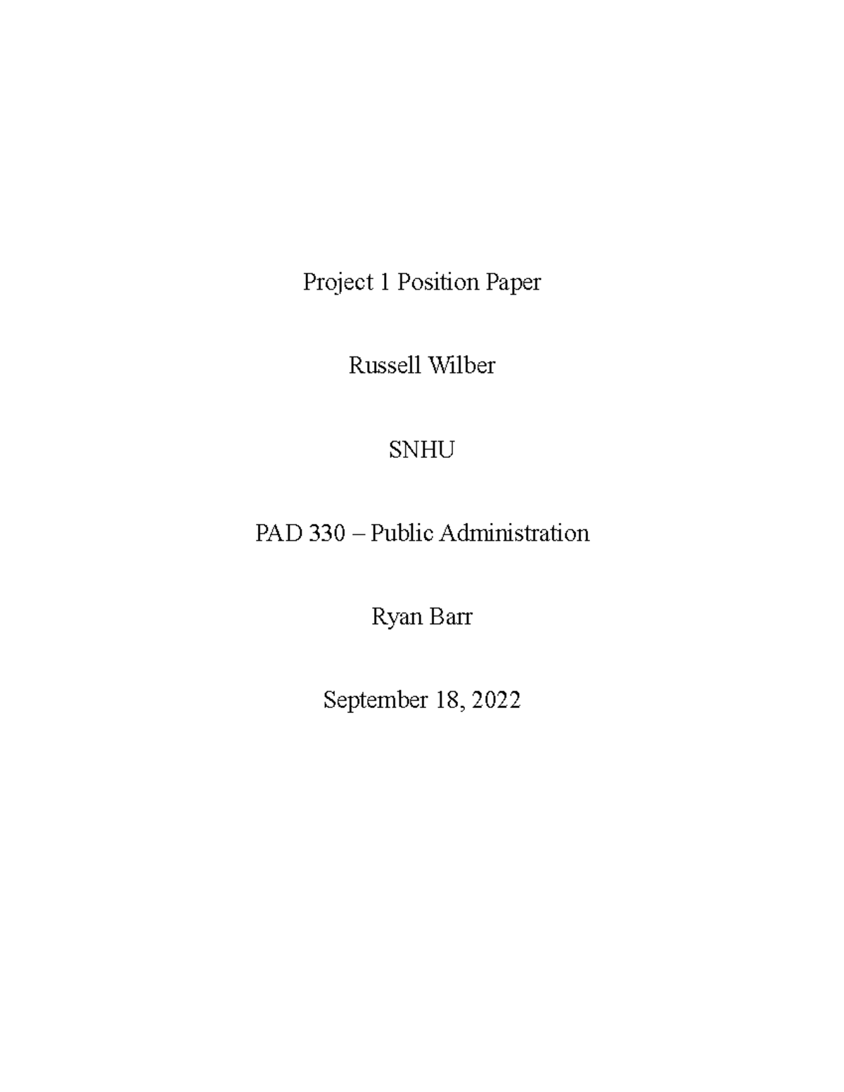 PAD 330 Final Exam Position Paper on Public Administration - Studocu