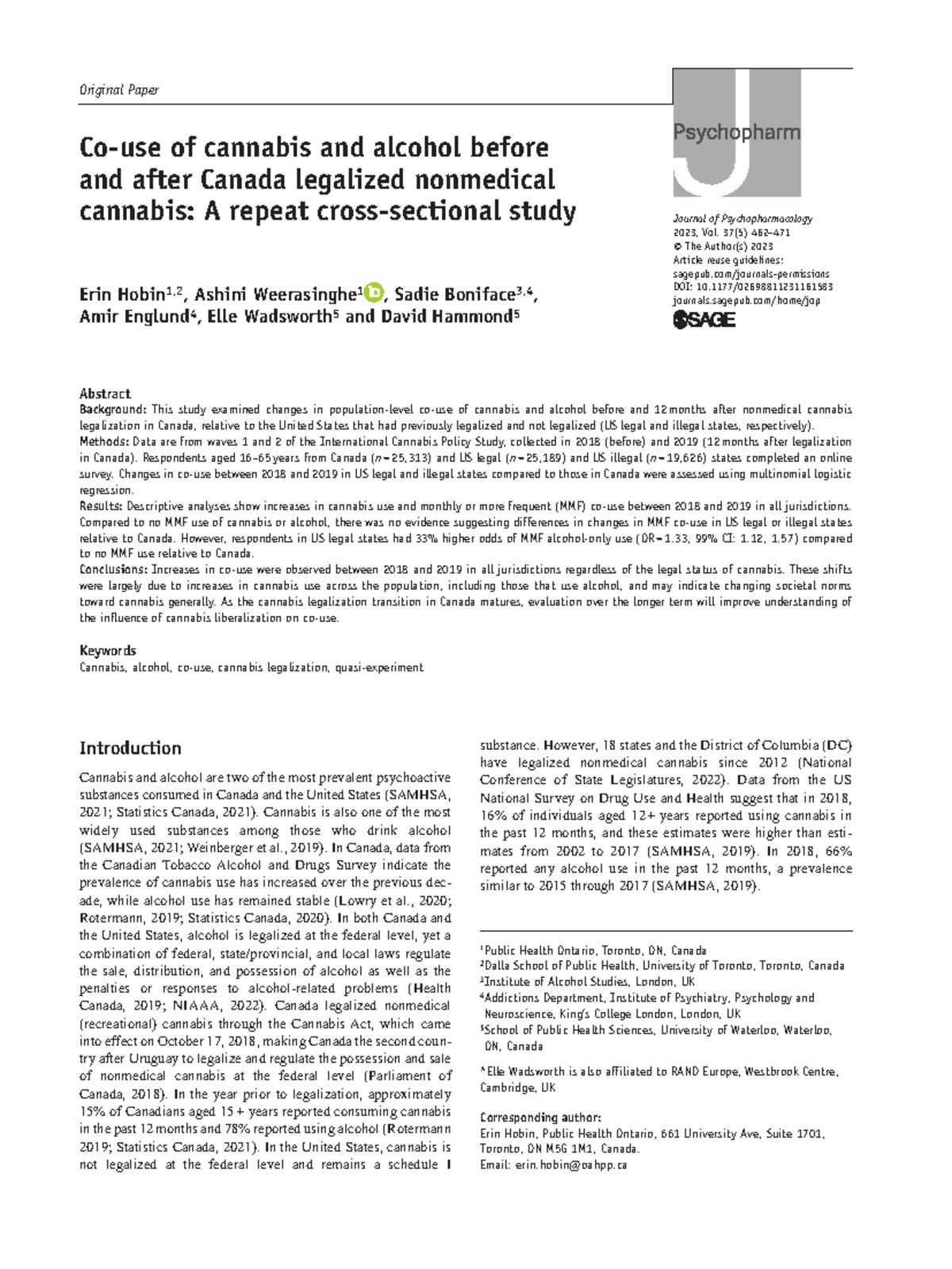 1161583 PSYCH 2023: Co-Use of Cannabis and Alcohol Pre- and Post ...