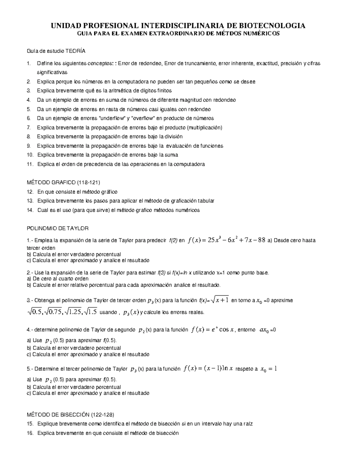 MAPA Mental Integration Numerical Techniques Overview - Studocu