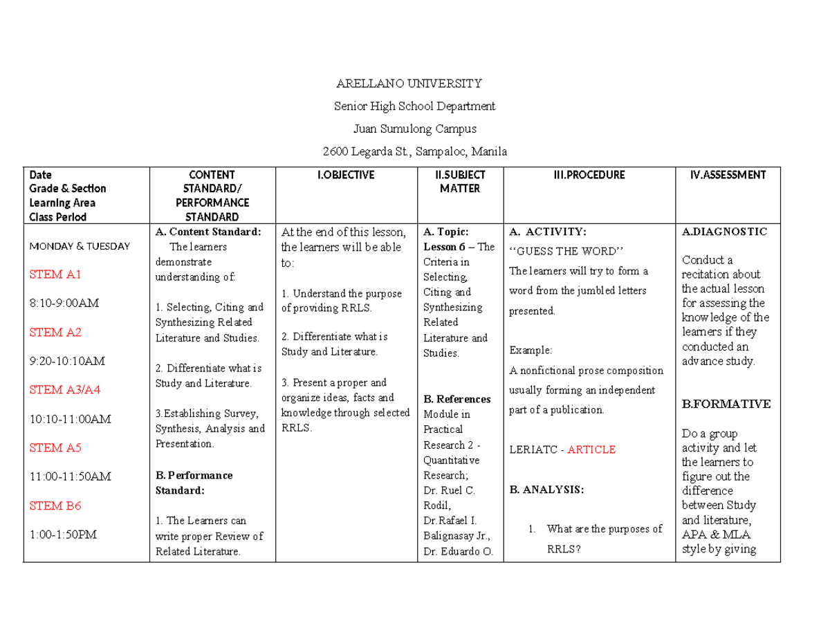 Lesson 6 - Selecting, Citing, and Synthesizing RRLS in Practical Research - Studocu