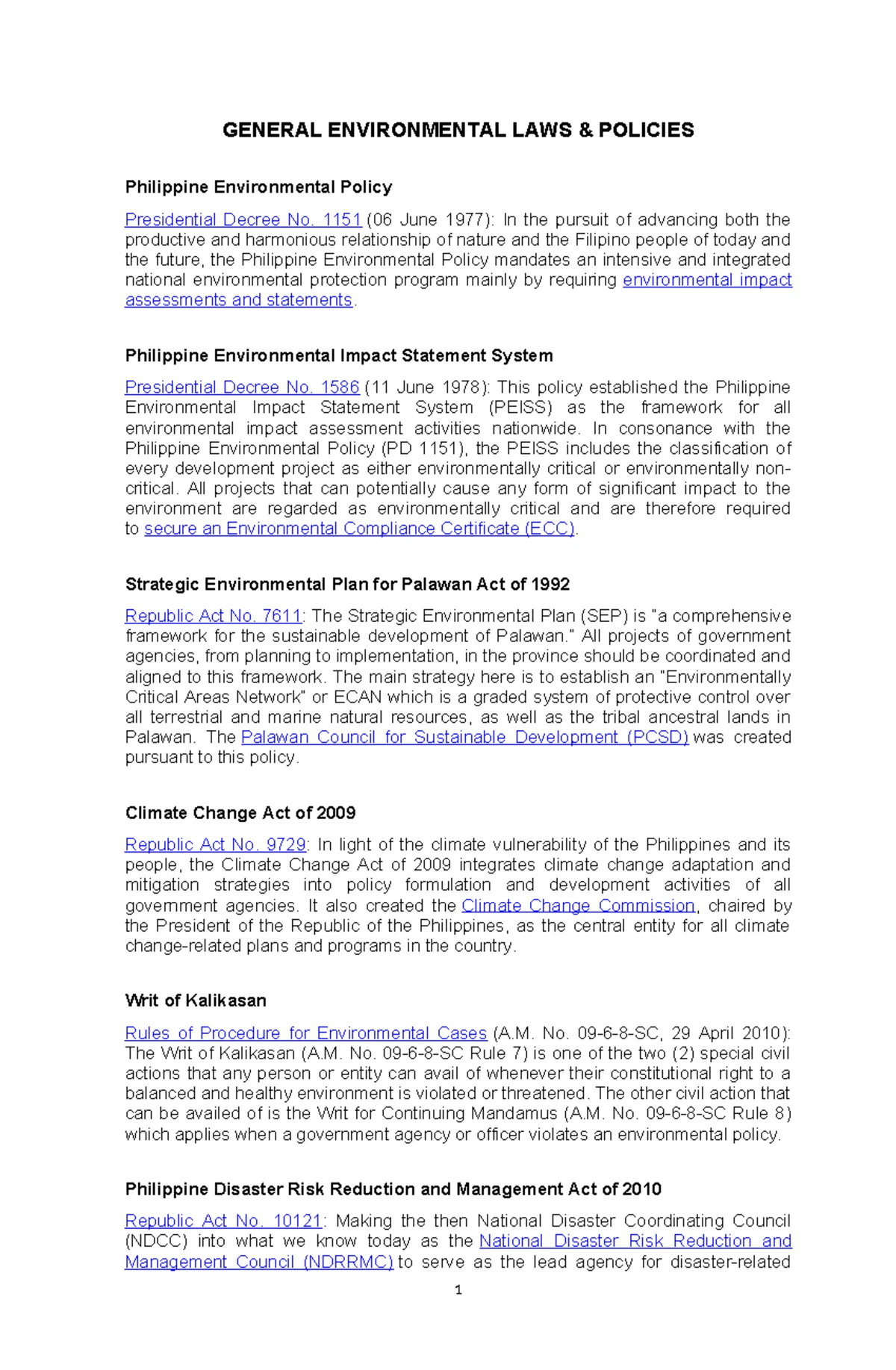 Revised Guidelines for Environmental Impact Assessment Thresholds - Studocu