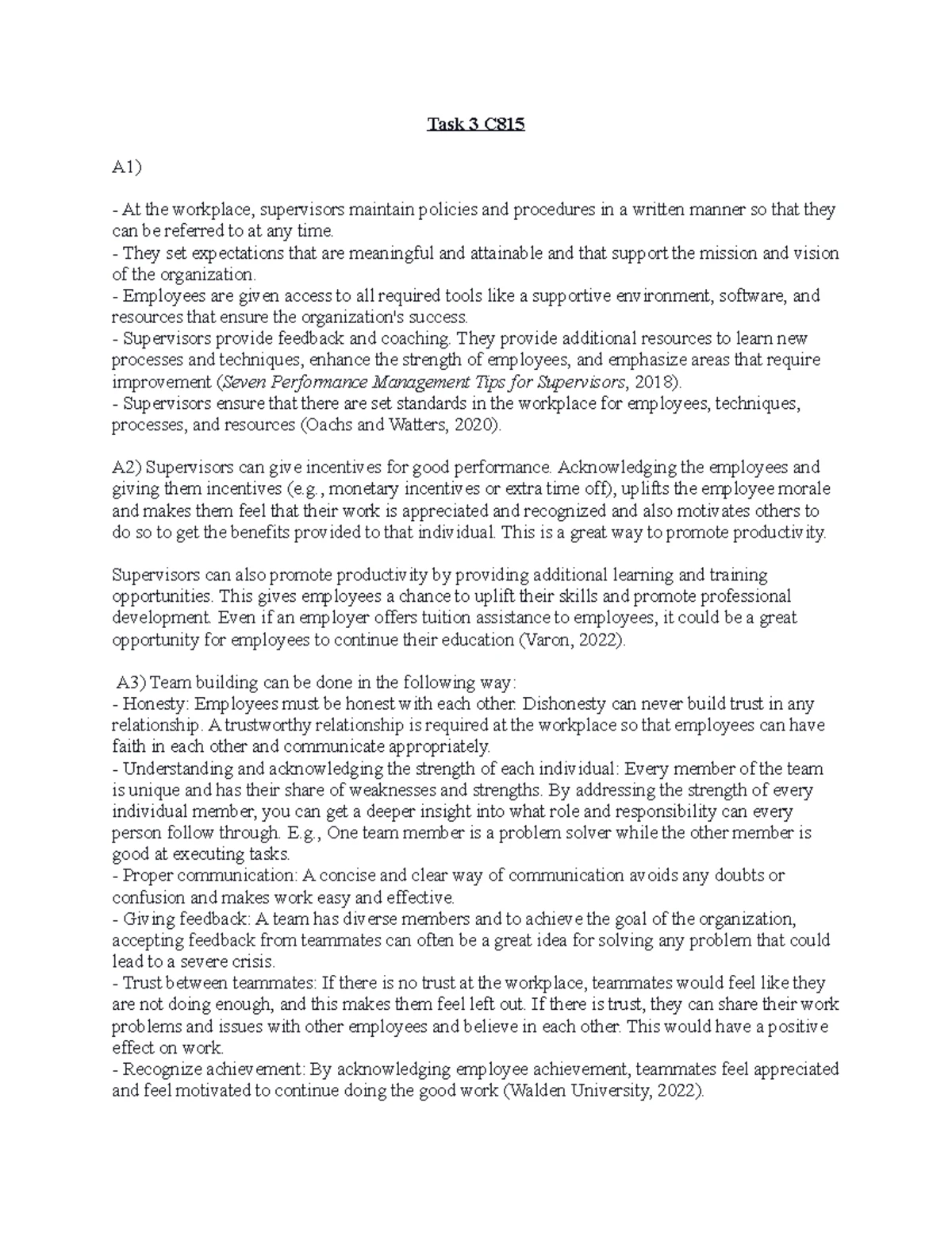 C815 Quality Improvement Plan for Healthcare Efficiency and ...