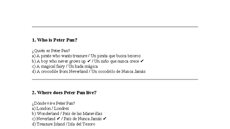 Quiz: Understanding Peter Pan - ENG 101 - Studocu