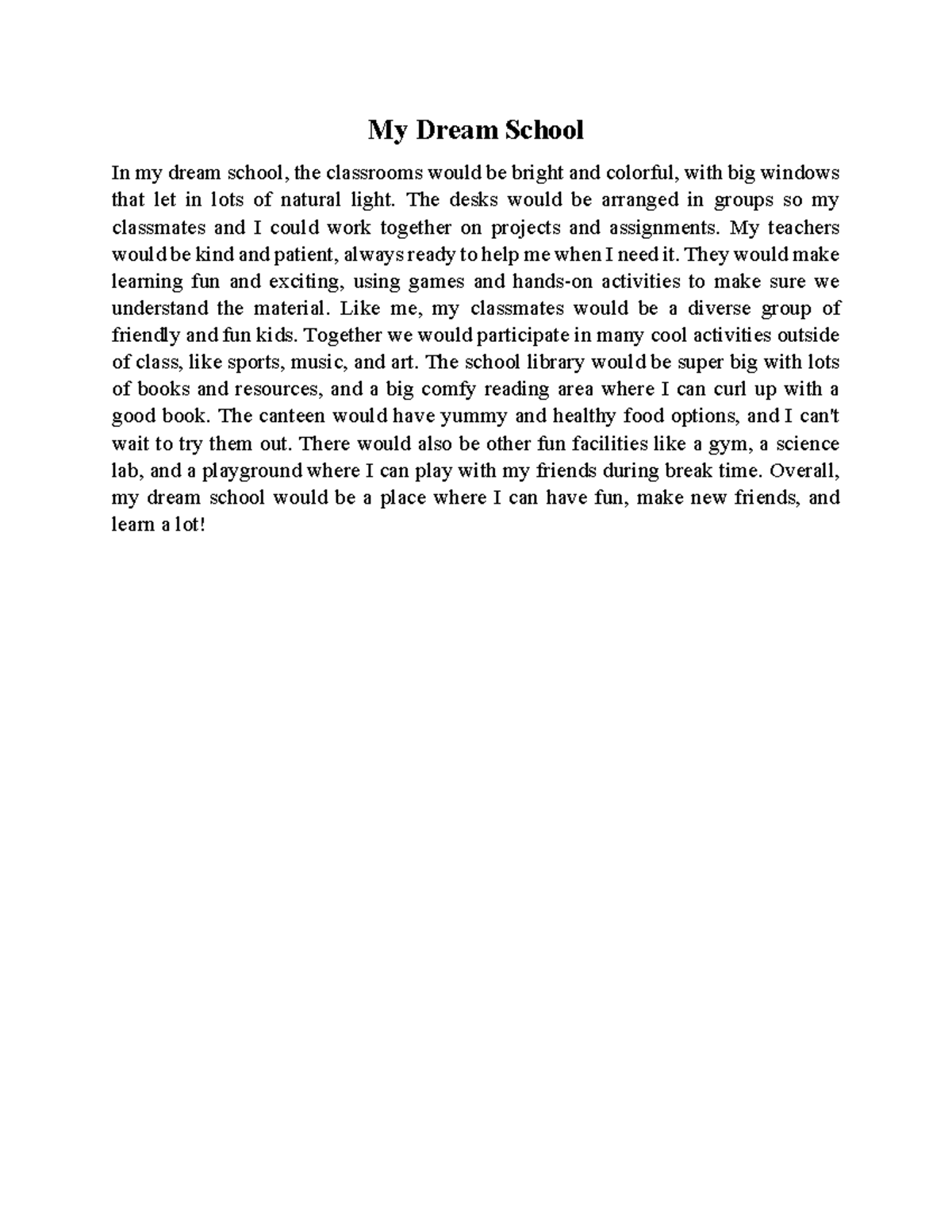 My Dream School - This is a sample paragraph according to the new ...