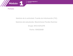 Semana uno modulo 1 - Actividad integradora 1 Semana 1 Portada Nombre de la actividad: Buscar ...