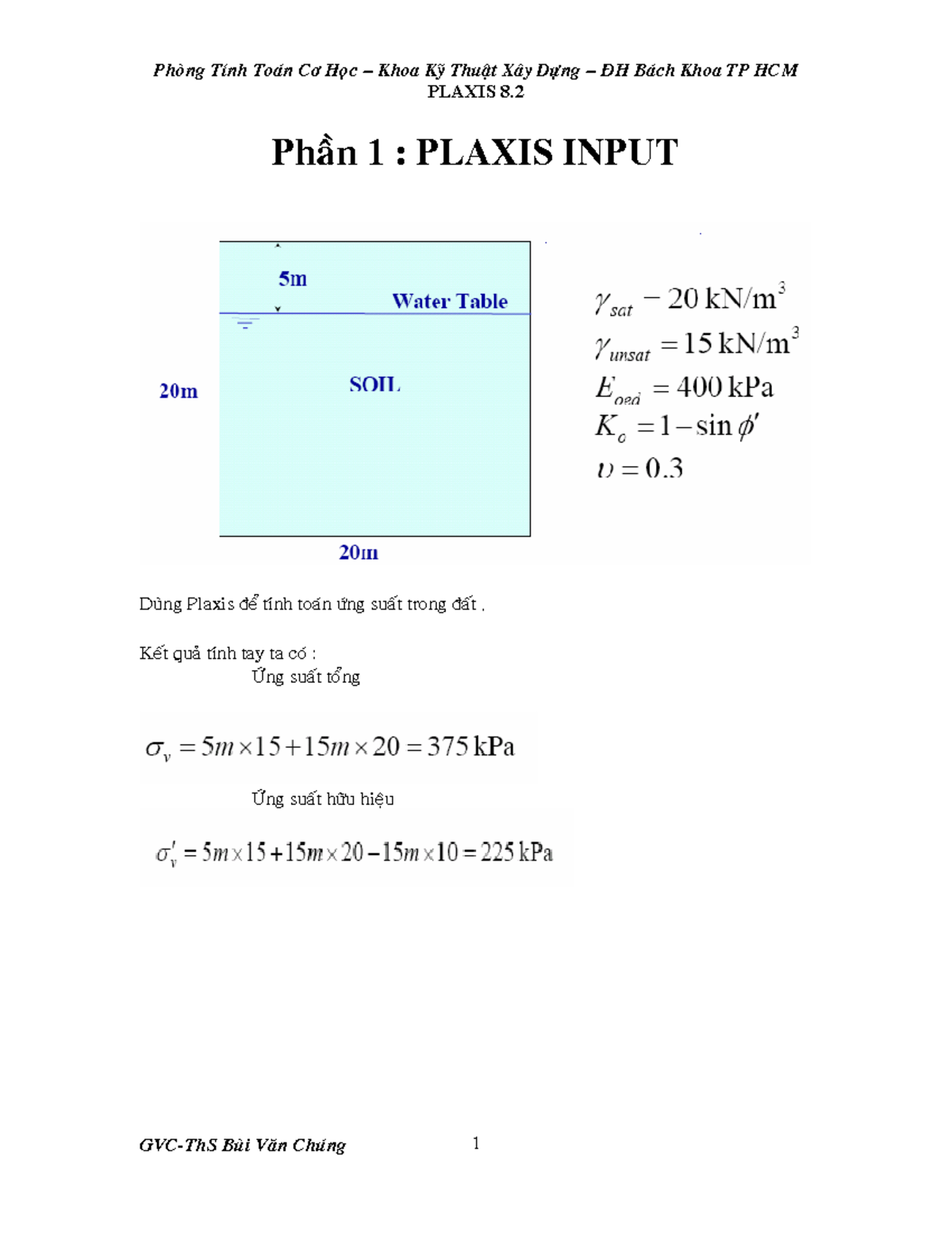 Tính Toán Cơ Học Khoa Kỹ Thuật Xây Dựng - PLAXIS 8.2 - Studocu
