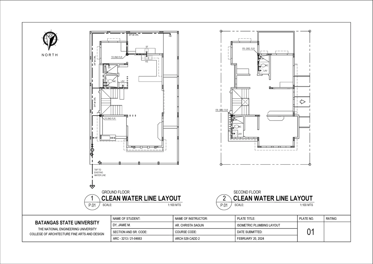 Isometric Plumbing Layout for ARCH 529 CADD 2 - Ground & 2nd Floor - Studocu
