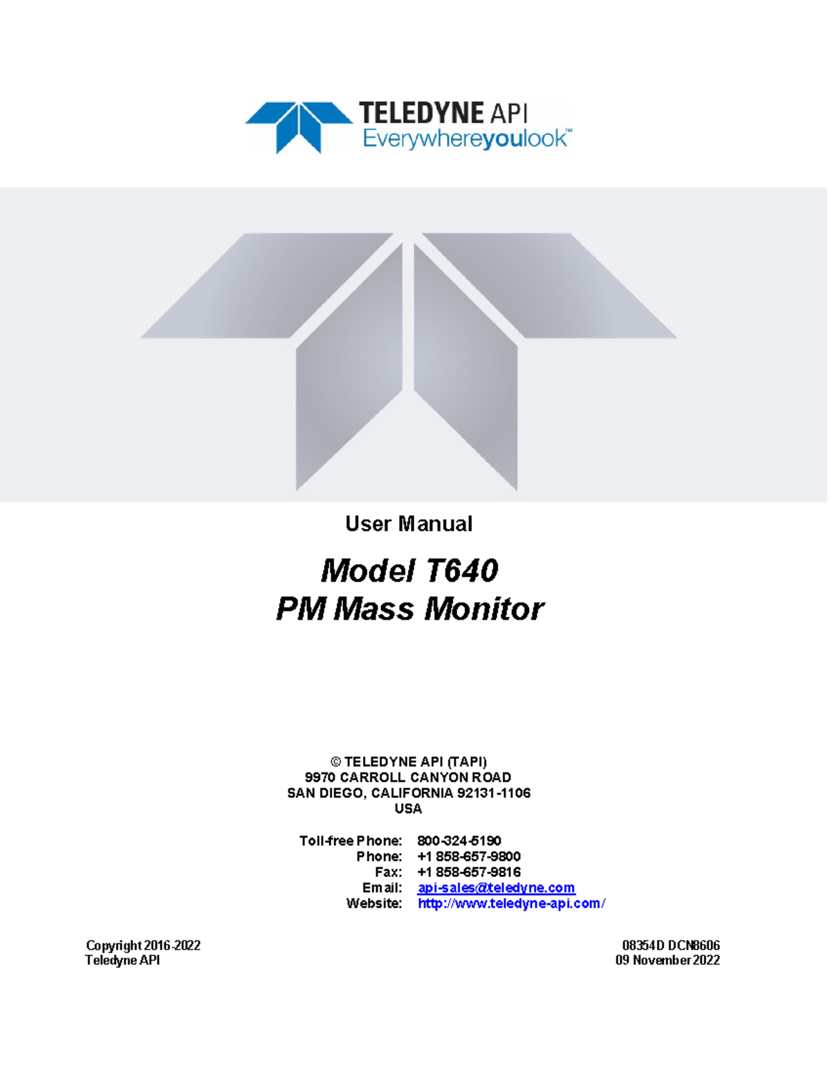 08354 D T640 USER Manual (1) - User Manual Model T PM Mass Monitor ...