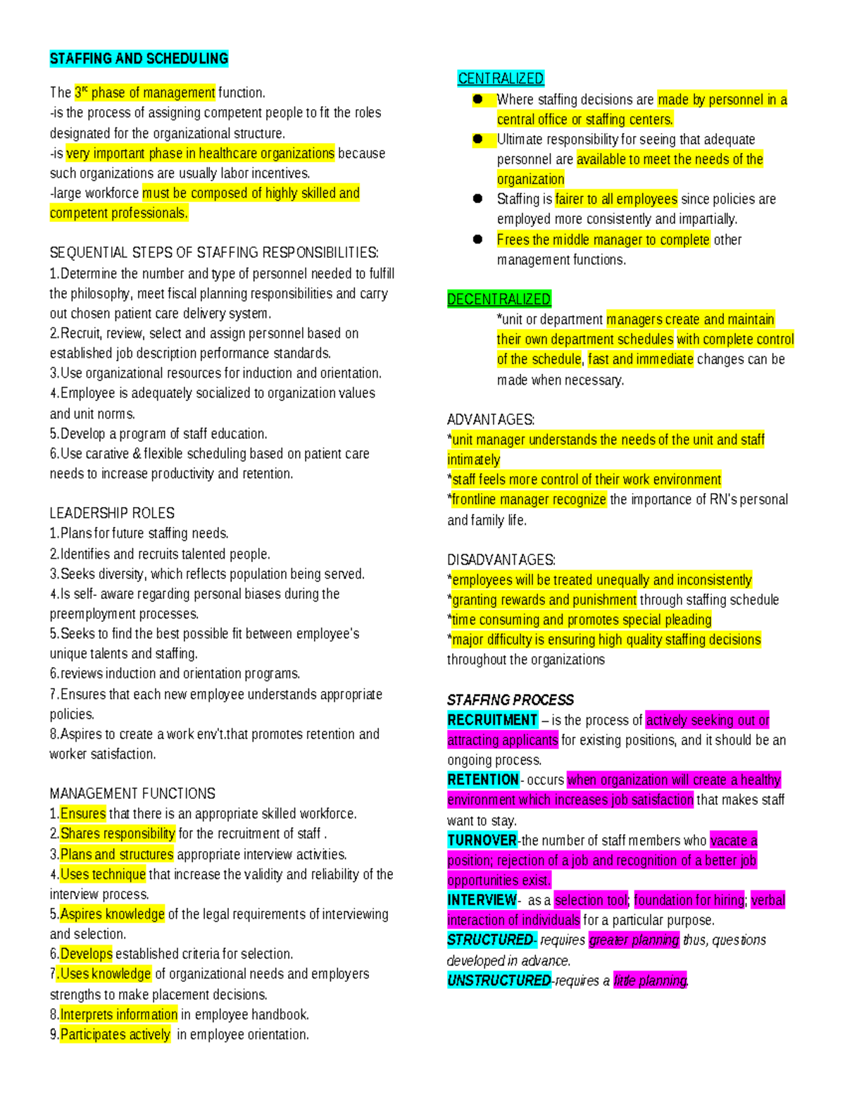 Staffing and Scheduling in Healthcare Organizations: Key Management ...