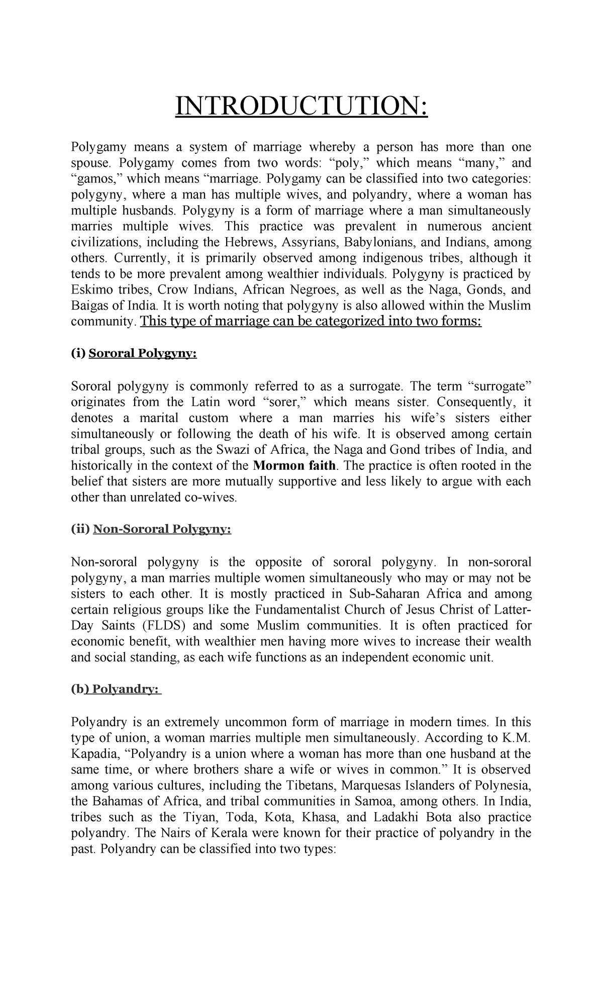 Polygamy - Jurisprudence Research Work Overview - Studocu