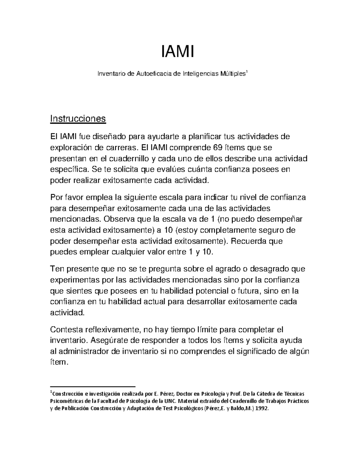 IAMI 2 - Test de Autoeficacia en Inteligencias Múltiples - Studocu