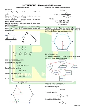 Module Plane and Solid Geometry - MODULE 1 Basic Concepts in Plane Geometry INTRODUCTION This ...