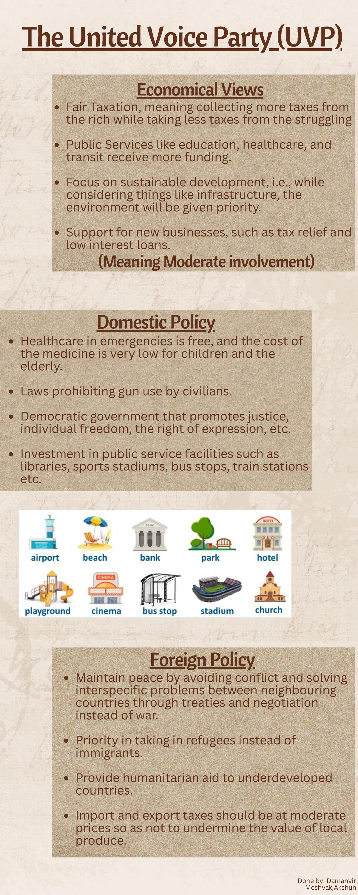 Political Party Infographic Assignment: UVP Economic & Policy Views ...