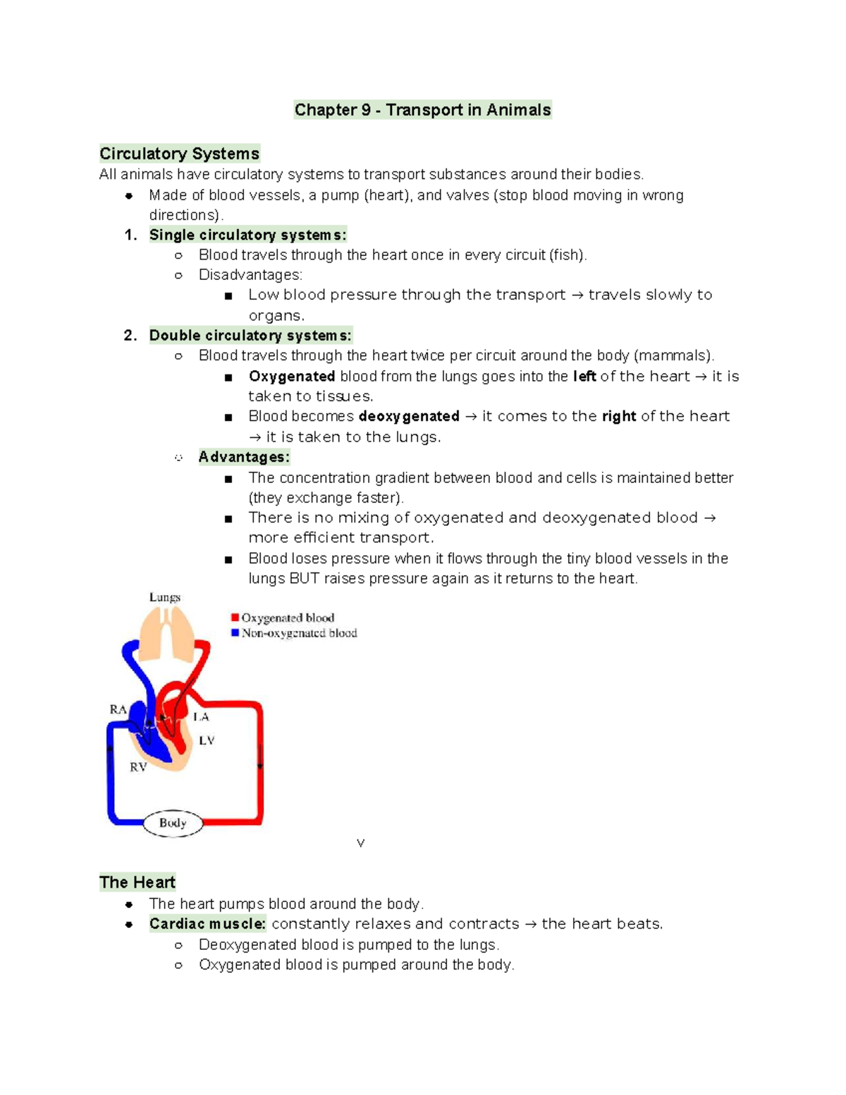 Chapter 9 - Transport in Animals: Circulatory Systems Explained - Studocu