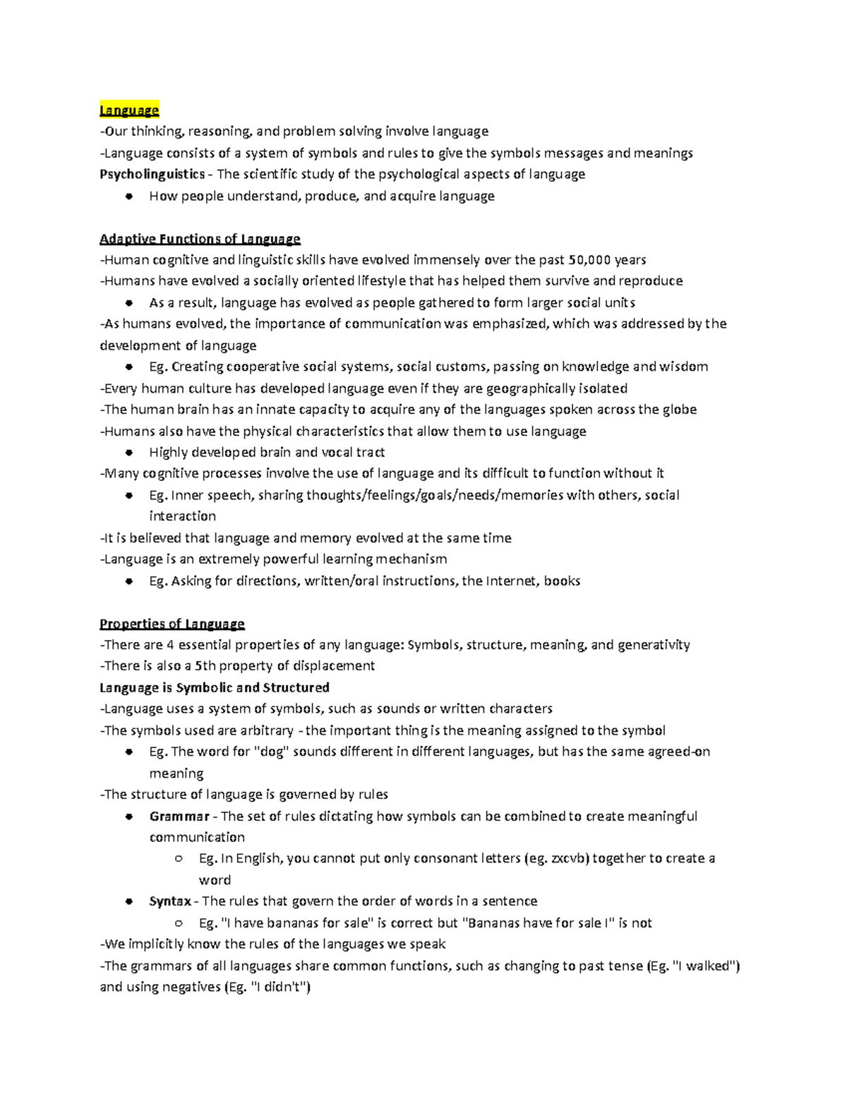 Chapter 9 - Language and Thinking: Psycholinguistics Insights - Studocu