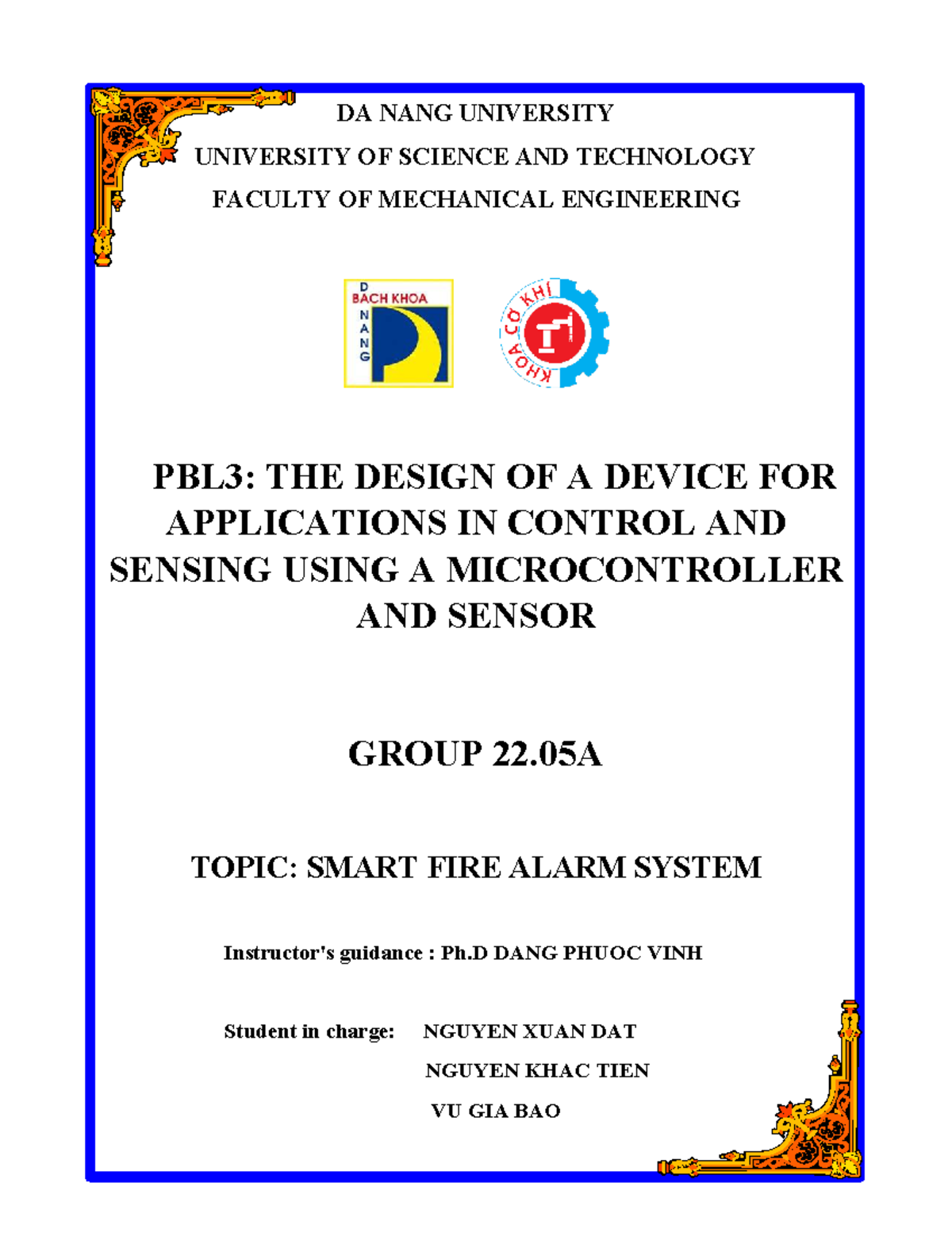 PBL3: Smart Fire Alarm System Design Using Microcontroller - Group 22 ...