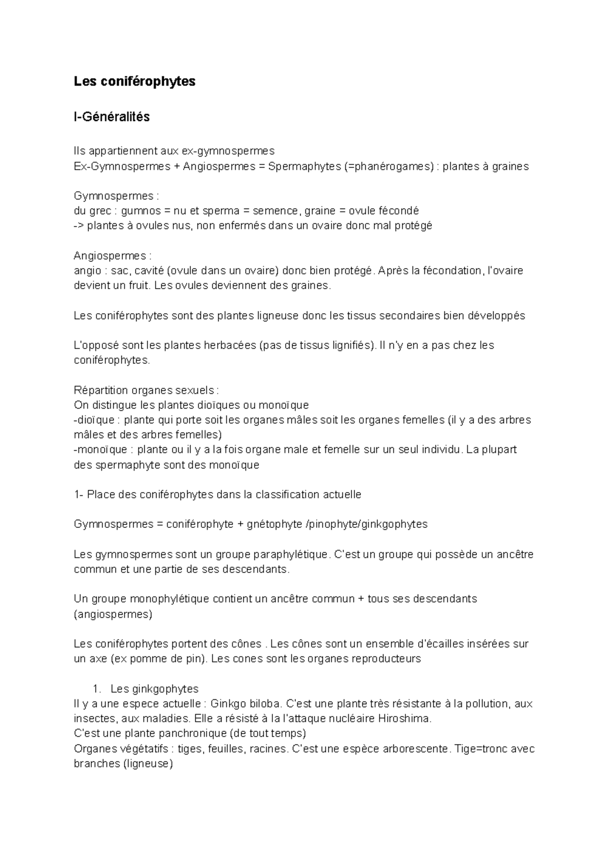 CM Coniférophytes : Classification et Caractéristiques des Plantes ...